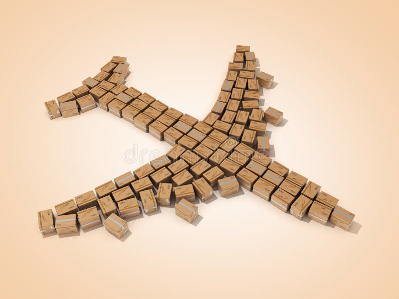 Modern Delivery Concept Airplane Shaped Boxes 3d Render on Color Stock ...