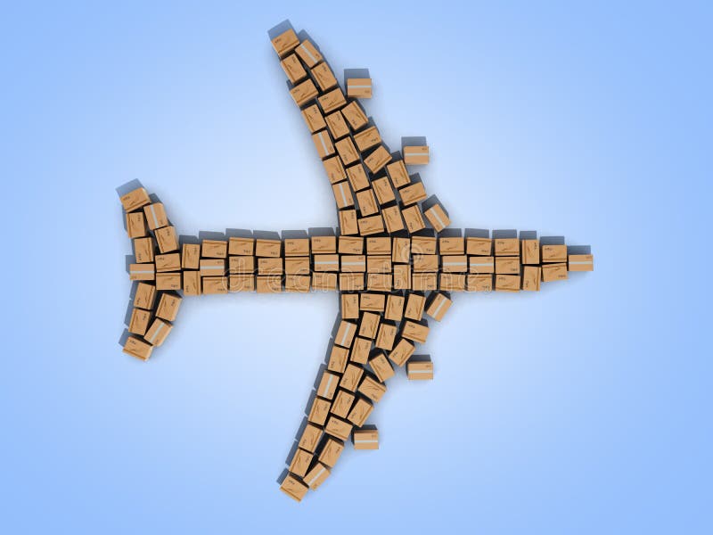 Modern Delivery Concept Airplane Shaped Boxes 3d Render on Blue Stock ...