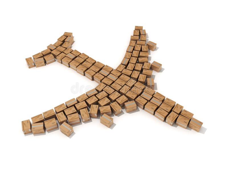 Modern Delivery Concept Airplane Shaped Boxes 3d Render on White Stock ...