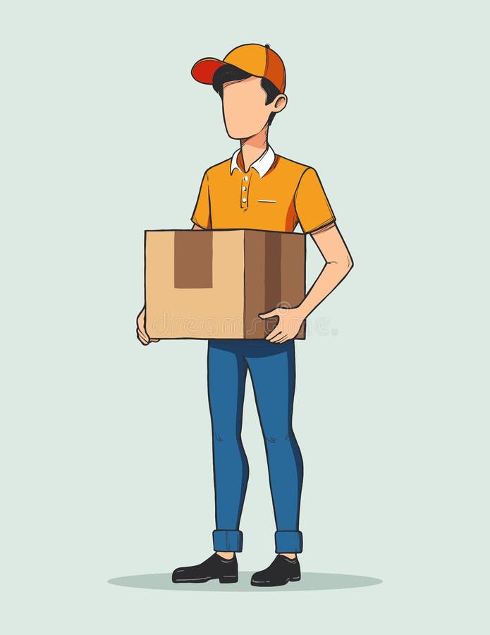 Modern Delivery Person Vector Illustration in Casual Uniform Stock ...