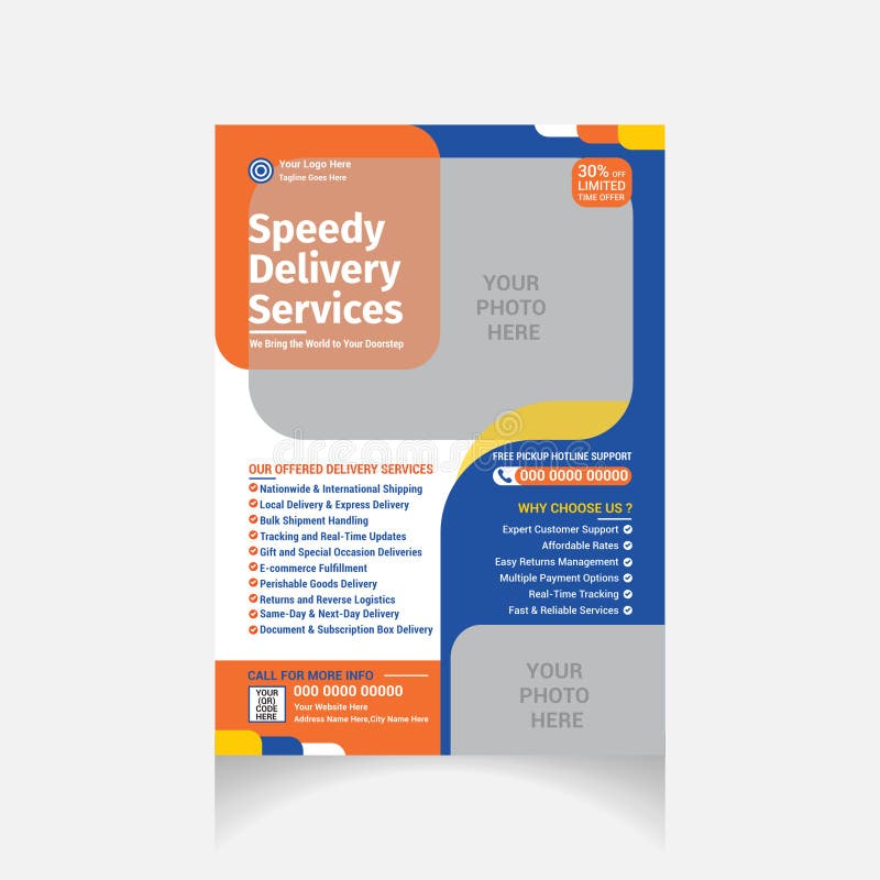 Modern Delivery Service Flyer Design Template Stock Vector ...