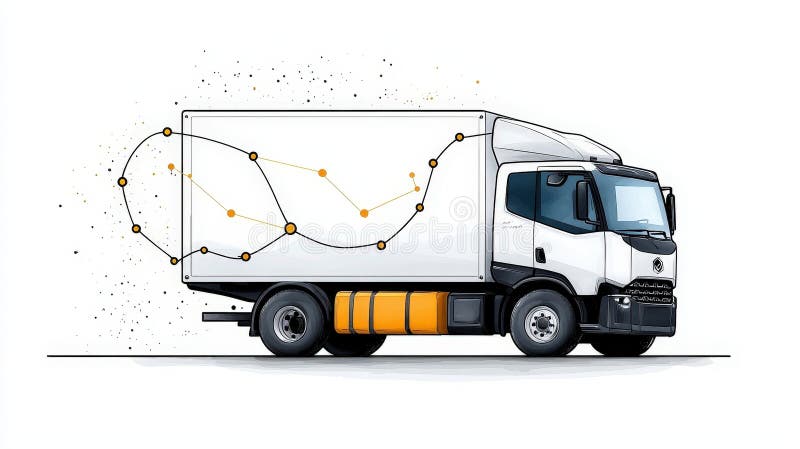 Modern Delivery Truck with Data Visualization Elements and Stylized ...