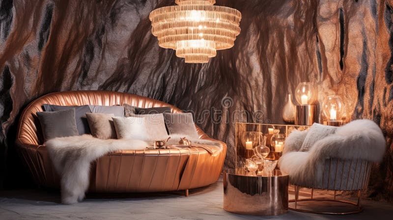 Modern Deluxe Bedroom Interior Dark Theme Background Stock Illustration ...