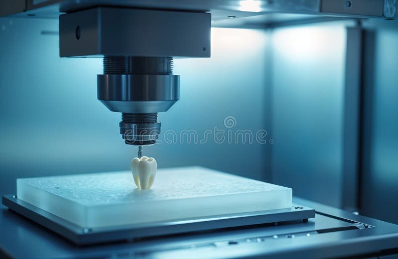 Modern Dental Lab Equipment Performs Precise Tooth Restoration. CAD CAM ...