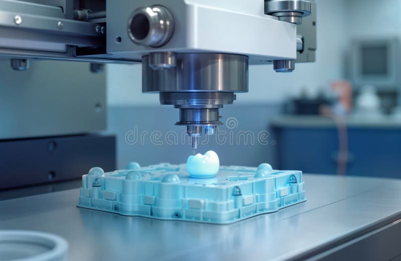 Modern Dental Lab Machine Mills Ceramic Tooth Model. High-tech Dental ...