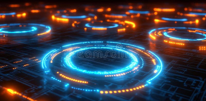 A Modern Depiction of a High-tech Blue Background with a Circular HUD ...