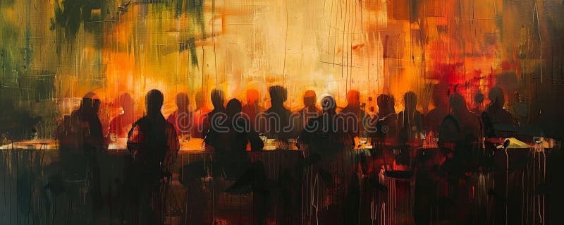 Modern Depiction of the Last Supper, with Abstract Figures Gathered ...