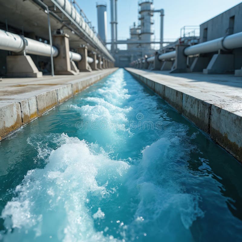 Modern Desalination Plant Channels Clear Blue Water. Facility Design ...