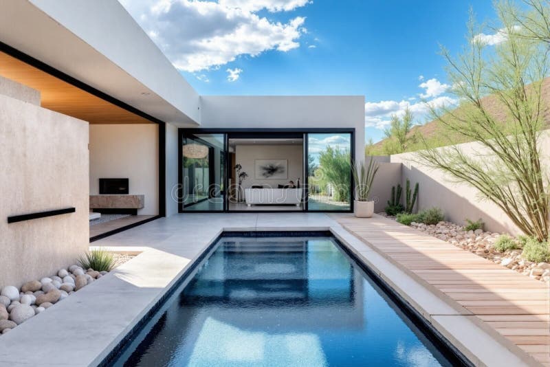 Modern Desert Home Featuring Luxury Swimming Pool and Open Living Space ...