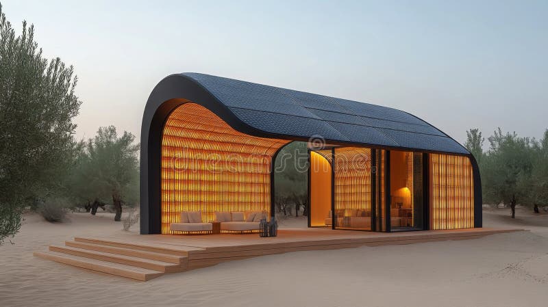 Futuristic Desert Architectural Design Solar Panels Stock Photos - Free ...