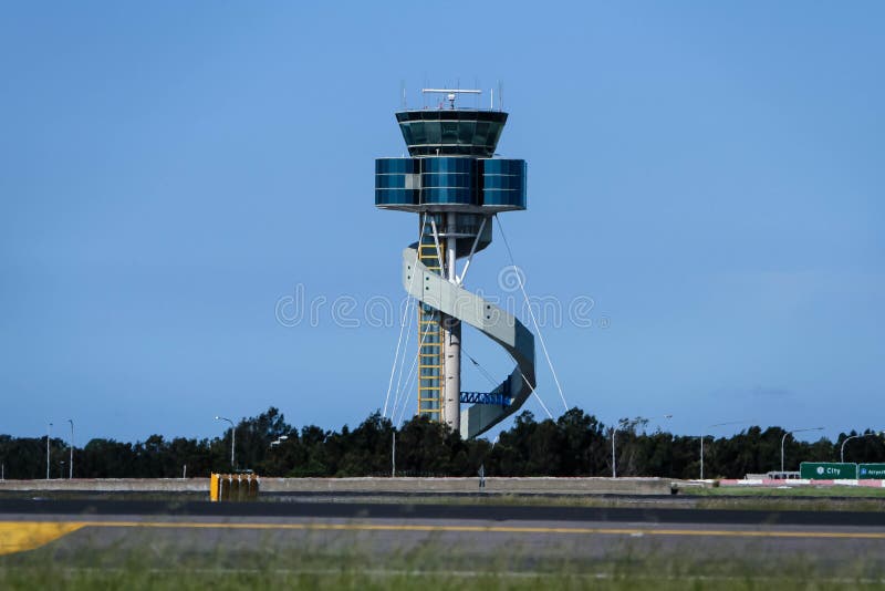 Modern Airport Control Tower in Australia. Stock Image - Image of ...
