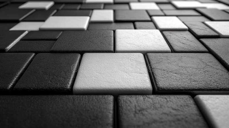 Modern Design with Asymmetrically Arranged Black and White Tiles ...