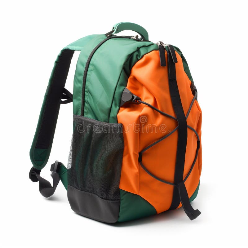 Modern Design Backpack Made of Orange and Green Material. Stock ...
