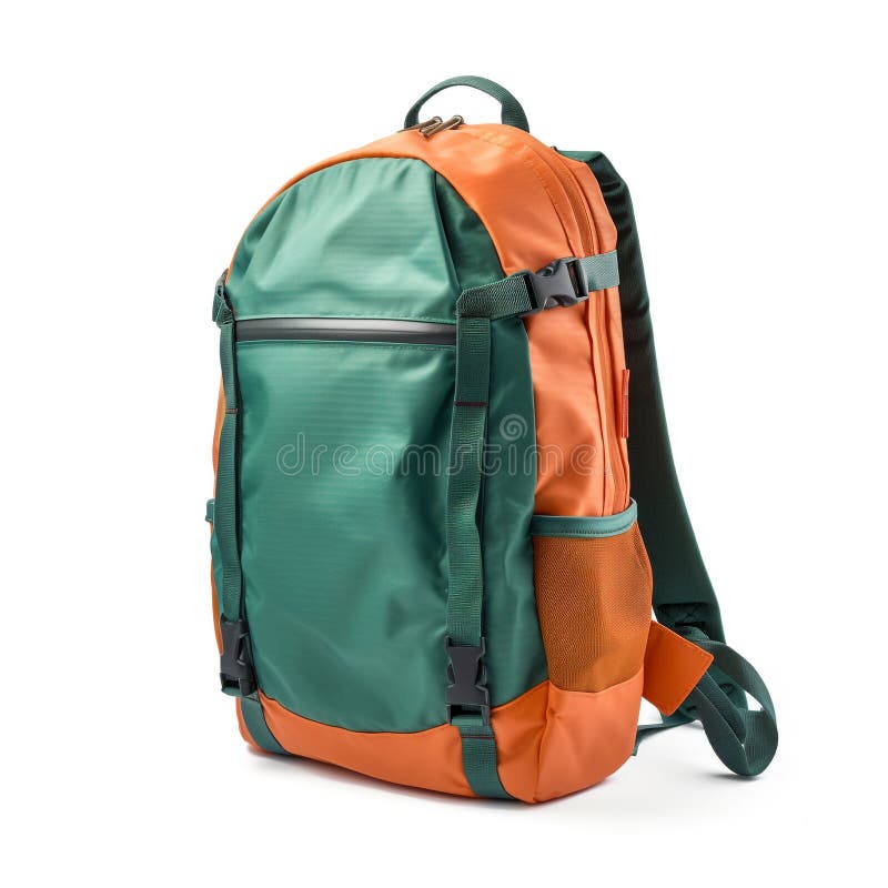 Modern Design Backpack Made of Orange and Green Material. Stock ...