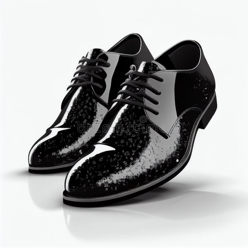 Modern Design Black Leather Shoes Shiny on White Background Created ...