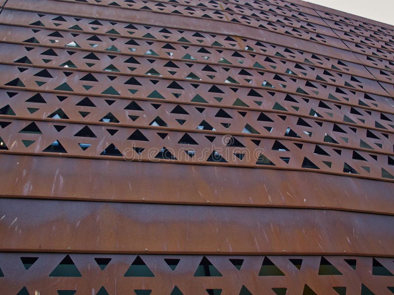Modern Design Building with a Rusty Facade Stock Image - Image of town ...