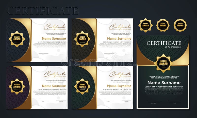 Award Template Certificate, Gold Color and Blue Gradient. Contains a ...