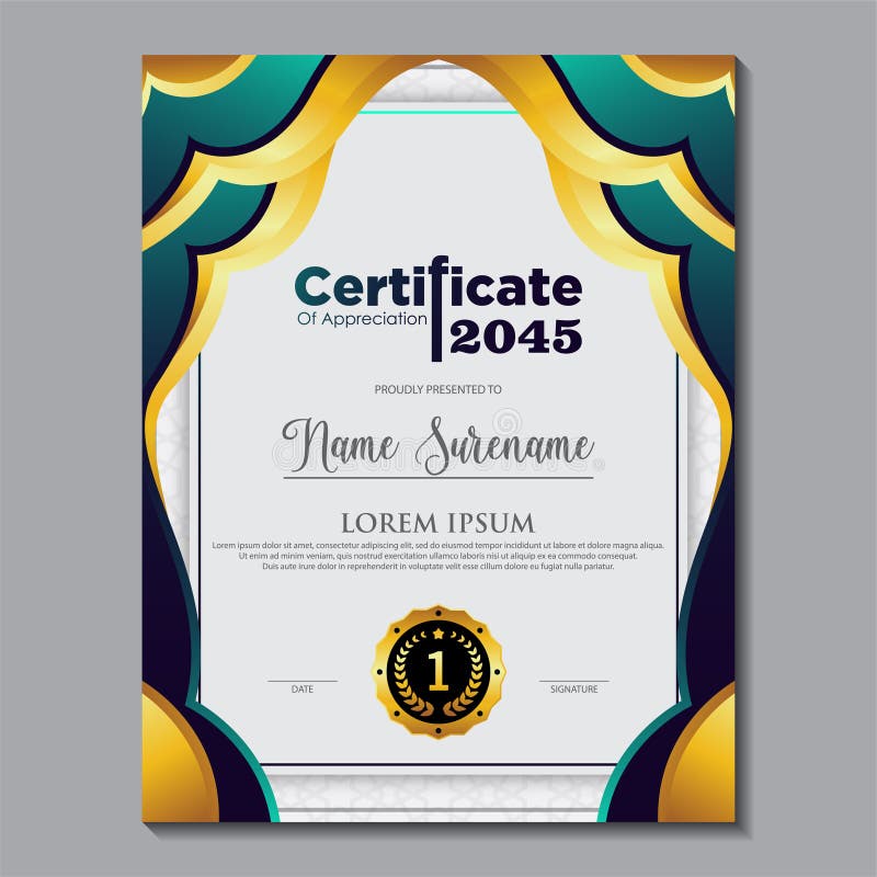 Modern Elegant Gradation and Gold Color Diploma Certificate Template ...