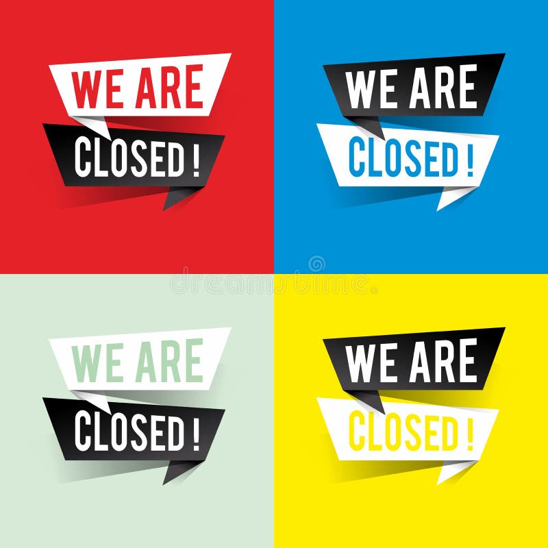 Modern Design we are Closed Text on Speech Bubbles Concept Stock Vector ...