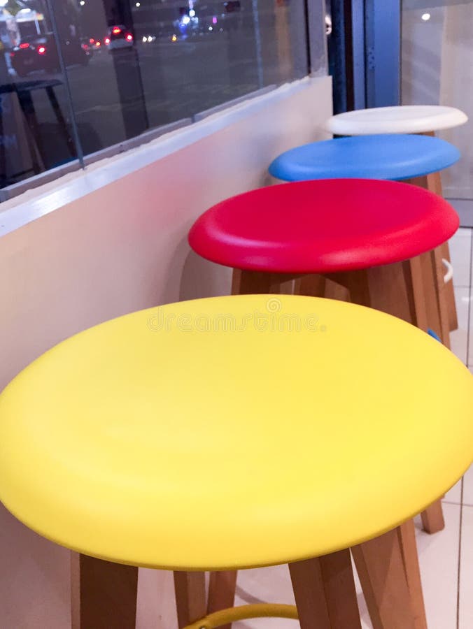 Modern Design Colored High Stools Stock Photo - Image of room, black ...