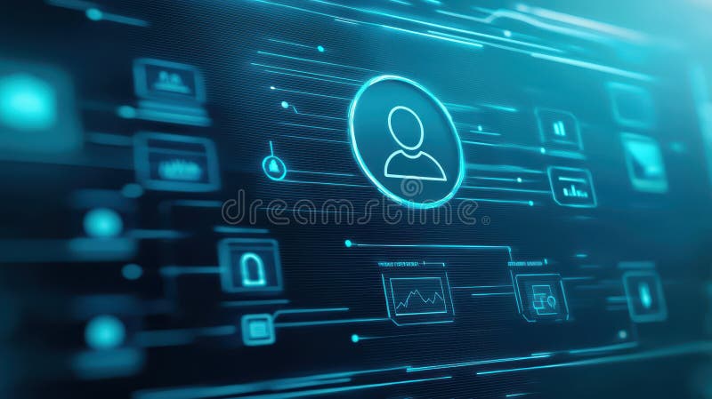 Modern Design Concept, Circle with App Icons on Blue Background Circle ...