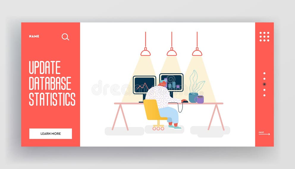 Modern Design Concept of Computer Programmers for Website and Mobile App Development. Landing ...