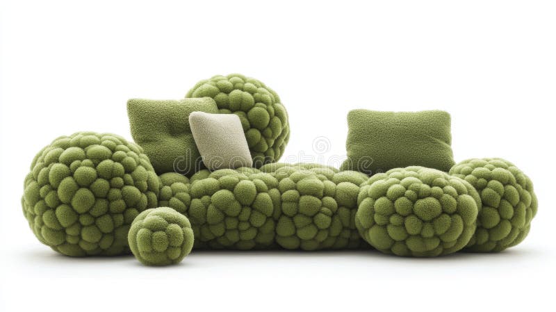 The Modern Design of a Green Puffy Sofa is Captured in a Studio Shot Stock Photo - Image of ...