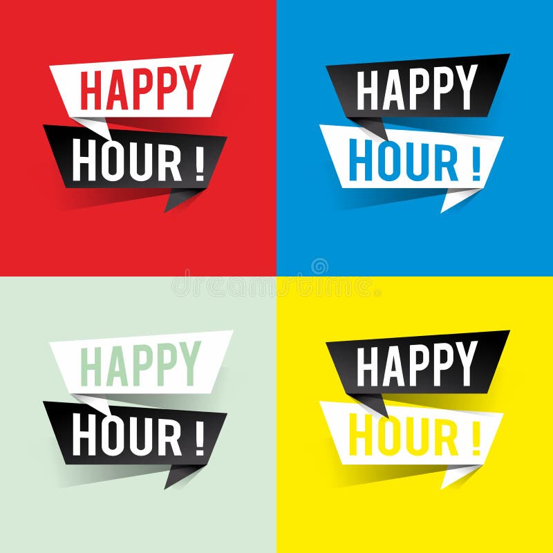 Modern Design Happy Hour Text on Speech Bubbles Concept Stock Vector ...