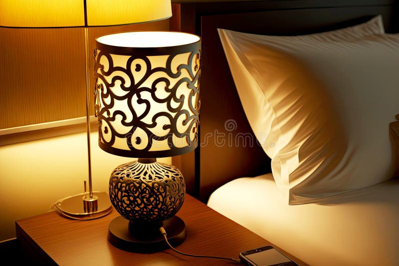 Modern Design of Hotel Room Desktop Bedside Lamp with Lampshade Stock ...