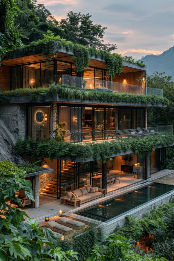 Modern Design of a House in Nature. Environmental Design Stock Photo ...