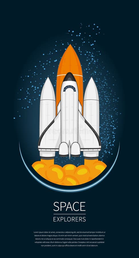 Modern Design Illustration with Space Shuttle Launch. Universe ...