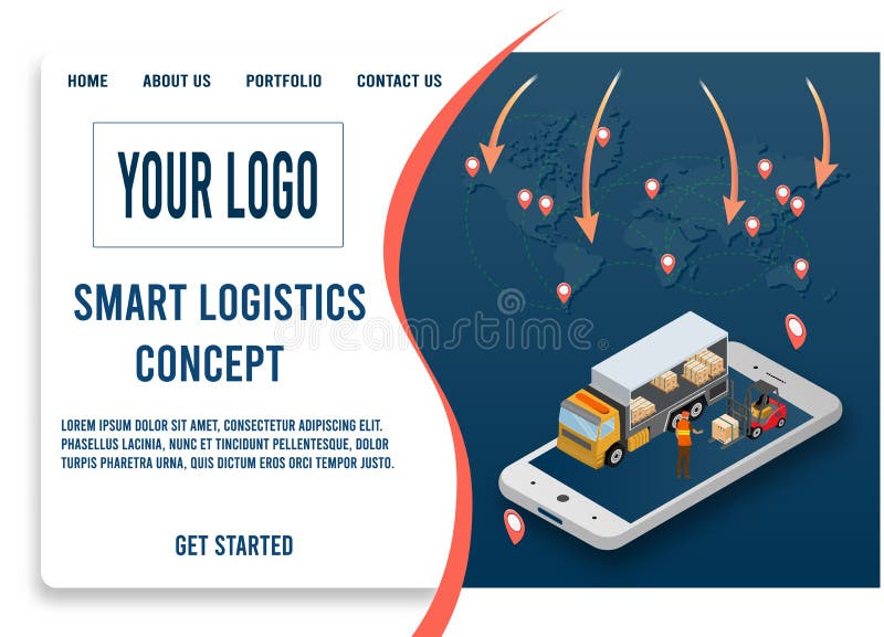 Modern Design Isometric Concept of Smart Logistics with with Global ...