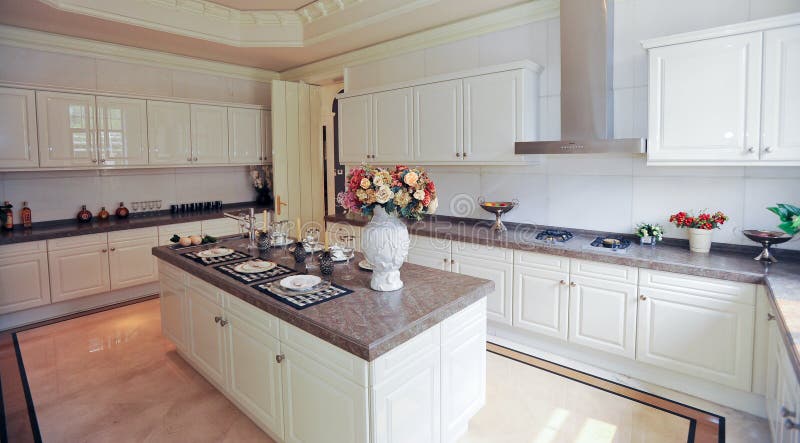 Modern Design Kitchen White Cupboard Stock Photo - Image of design ...