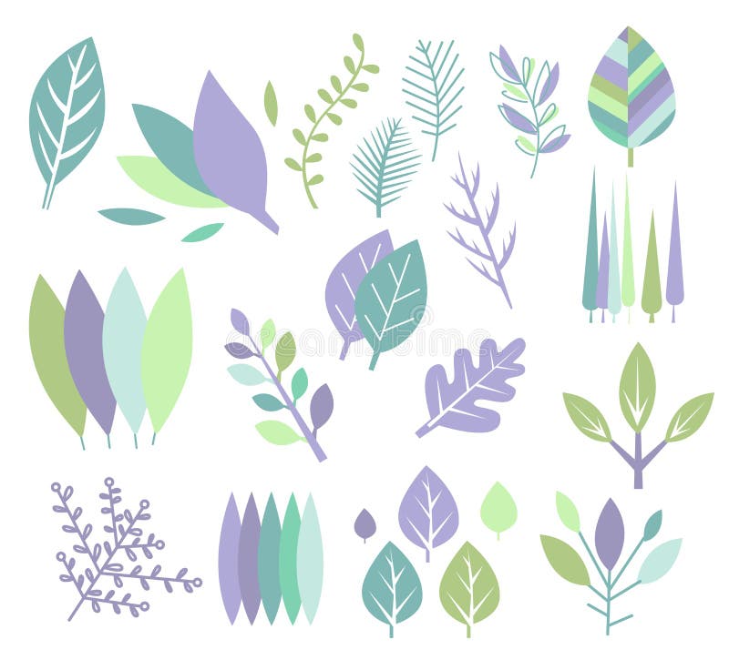 Modern Design Leaf Prints Set Stock Vector - Illustration of popular ...