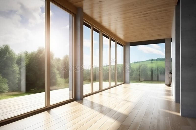 Interior Wood Wall Window Construction Light Modern Empty Design White ...