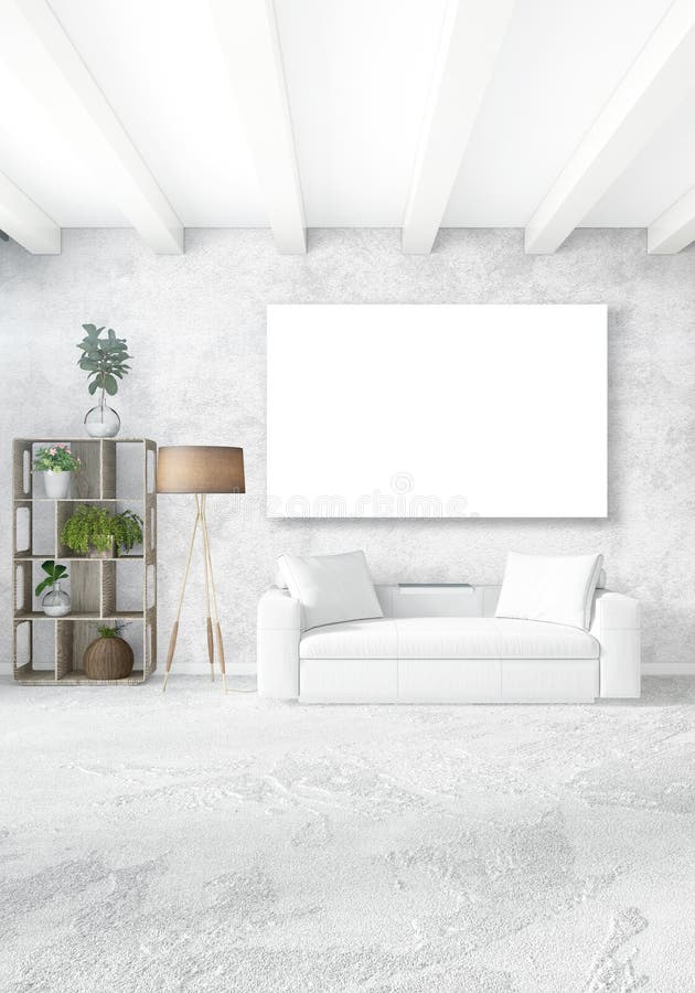 Vertical Modern Interior Bedroom or Living Room with Eclectic Wall and ...