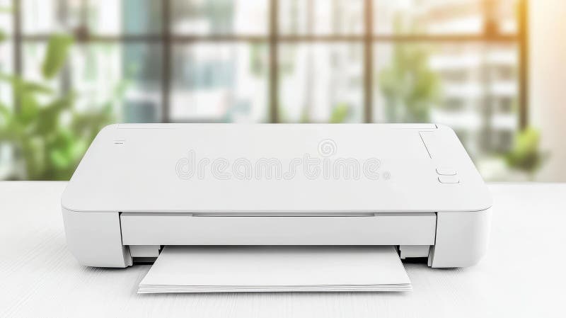A Sleek White Printer Stands Out, Featuring a Crisp Paper Tray Against ...