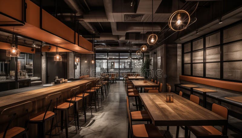 Modern Design Meets Luxury in Empty Bar with Dim Lighting Generated by ...