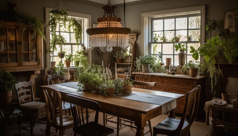 Modern Design Meets Rustic Comfort Inside Home Generated by AI Stock ...