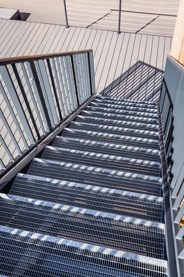 Modern Design Metal Staircase, Stair for Fire Escape with Railing Stock ...