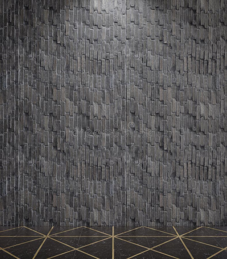 Modern Design Mockup. Empty Stone Wall and Floor for Hanging Art. Stock ...