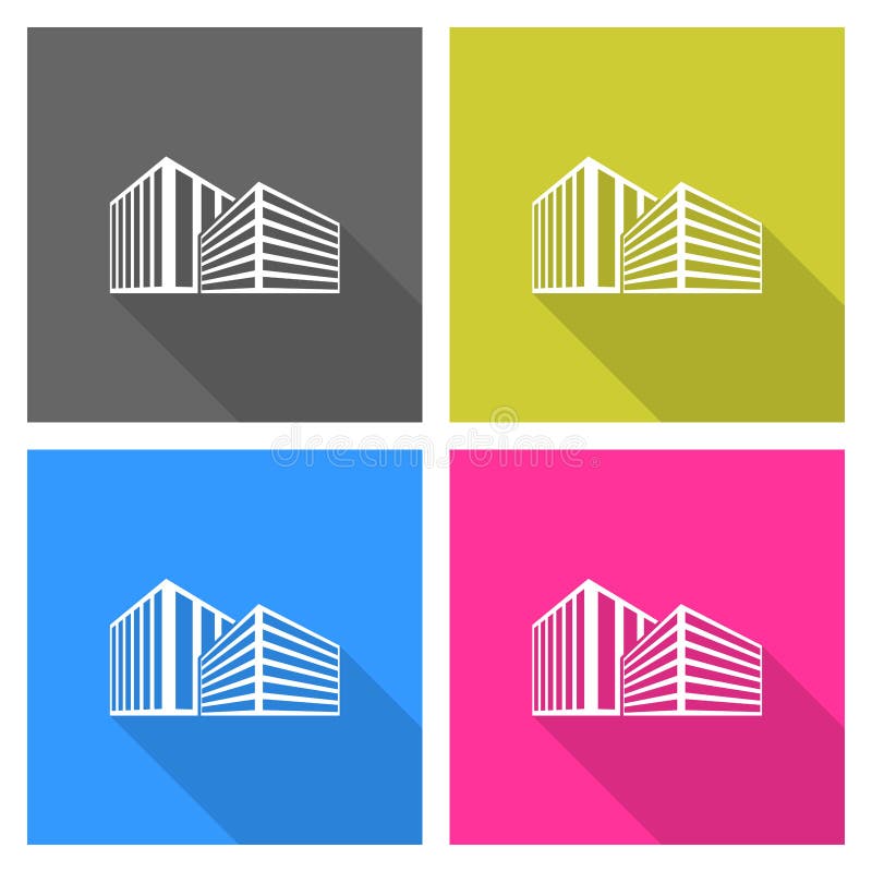 Modern Design Office Buildings Icon Set, Flat Design Vector ...