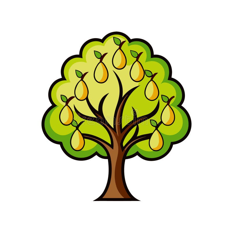 Modern Pear Tree Design with Bold Features Stock Illustration ...