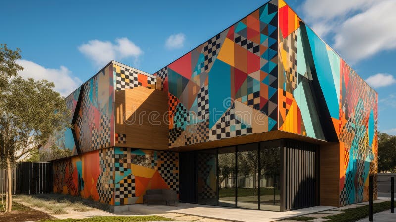 A Modern Design with Playful Geometric Patterns on the Exterior. AI ...