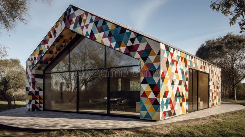 A Modern Design with Playful Geometric Patterns on the Exterior. AI ...