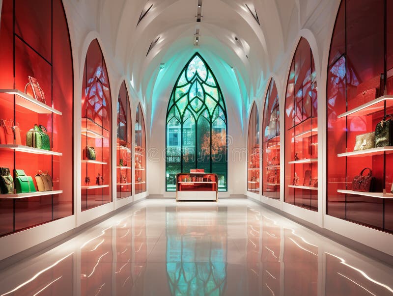 The Modern Design of Retail Stores that Use Red and Green Style Glass ...