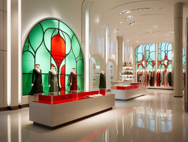 The Modern Design of Retail Stores that Use Red and Green Style Glass ...