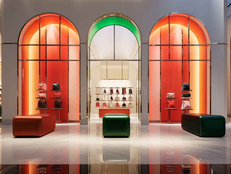 The Modern Design of Retail Stores that Use Red and Green Style Glass ...