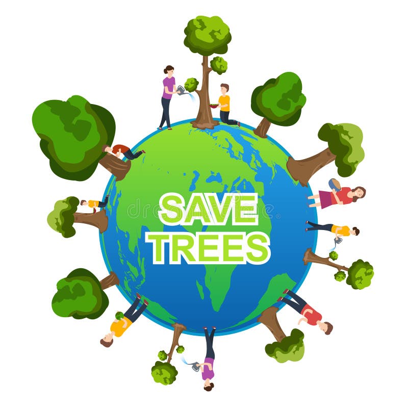 People Around the World Save Tress Illustration Stock Illustration ...