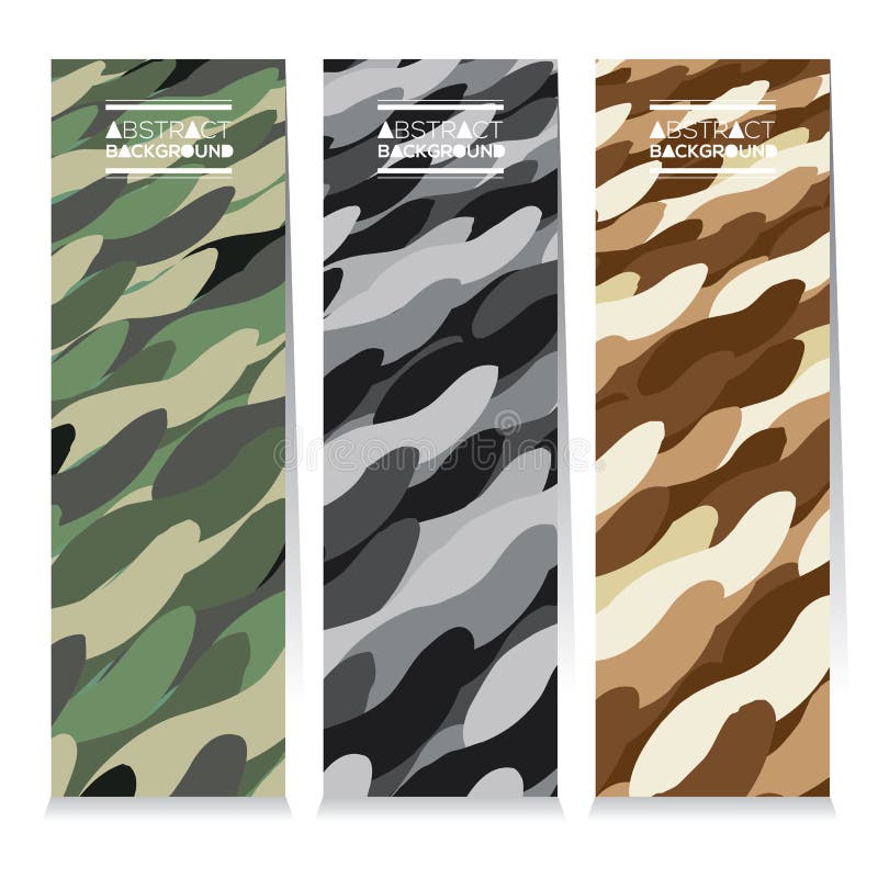 Modern Design Set of Three Abstract Camouflage Vertical Banners Stock ...